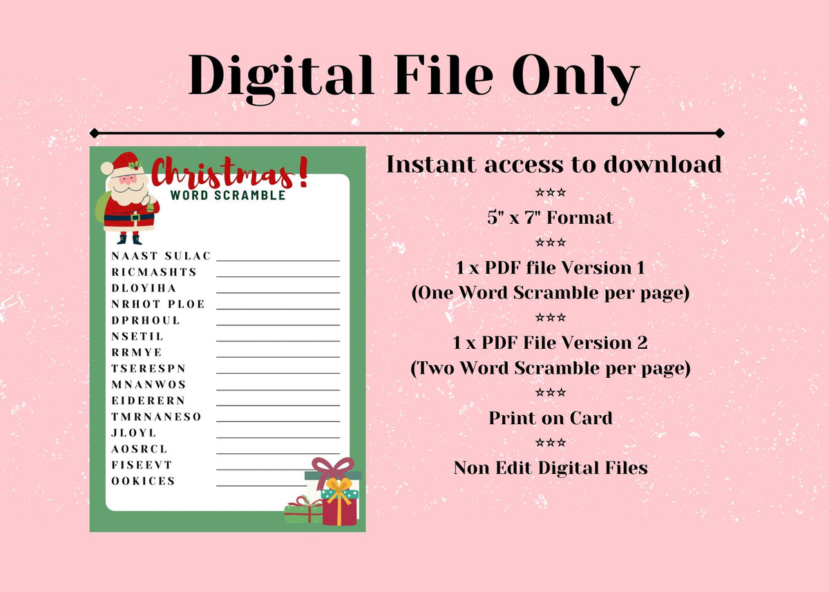 Christmas Word Scramble Puzzles | 4 x Fun Teen and Adult Digital ...