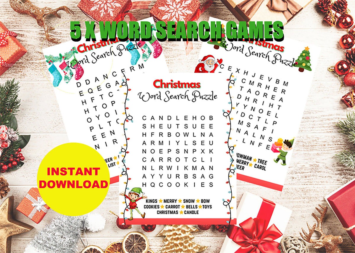 Christmas Kids Word Search Puzzles | 5 x Fun Digital Download Games ...
